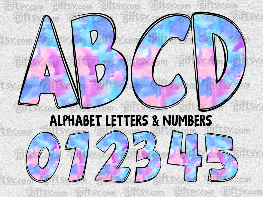 Alphabet Colorful Rainbow Purple PNG Sublimation, Letters, Alphabet ...